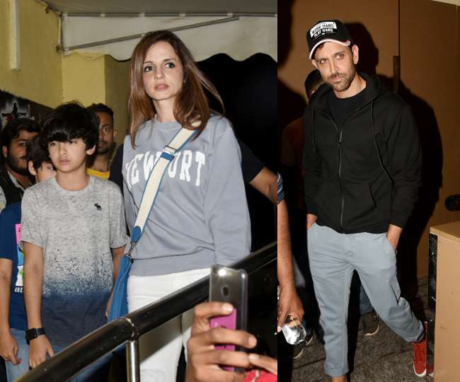 पूर्व पत्नी सुज़ैन ख़ान और बच्चों संग मूवी देखने पहुंचे रितिक रोशन ...