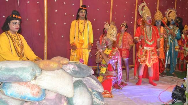 हनुमान-रावण संवाद व लंका दहन का मंचन