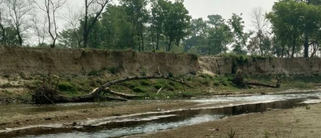 श्यामकाट गांव के पास बिगड़ी रोहिन नदी की सूरत - Surrounded by Rohini ...