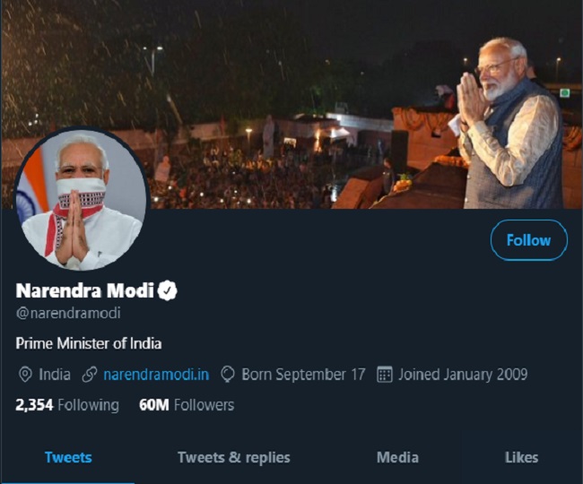 Prime Minister Narendra Modi's followers on Twitter cross 60 million-mark