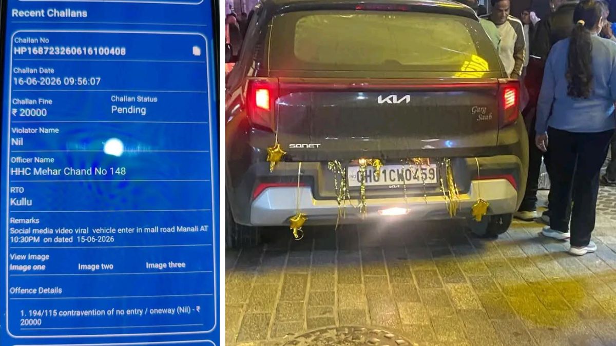 मनाली माल रोड पर गाड़ी लेकर पहुंच गए चंडीगढ़ के टूरिस्ट, पुलिस ने किया ...