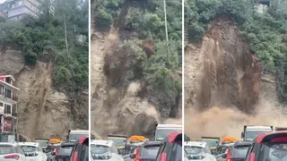 शिमला शहर में भारी भूस्खलन, बाल-बाल बची गाड़ियां, बहुमंजिला भवन भी खतरे ...