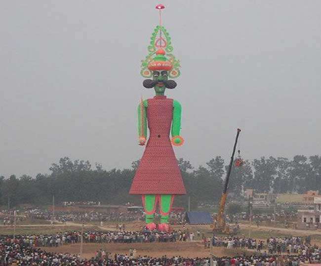 अंबाला के बराड़ा में आज होगा विश्व के सबसे ऊंचे रावण का दहन, वजन 50 ...