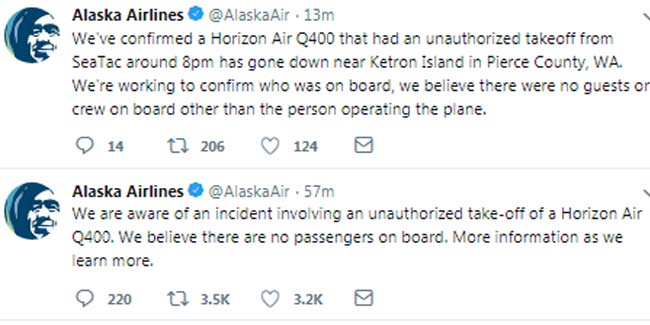 अमेरिका में मैकेनिक ने विमान चुराया और उड़ान भरने के कुछ ही देर में कर ...