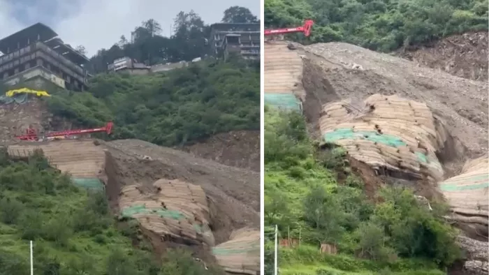 Shimla Landslide: शिमला में फोरलेन किनारे फिर गिरा डंगा, पांच घर आ गए ...
