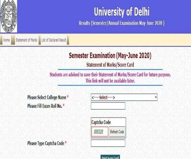 Delhi University Result 2020: डीयू के सीबीसीएस सेमेस्टर 2 और 4 के ...