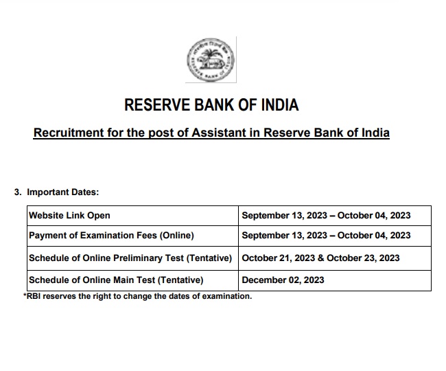 RBI Assistant Form 2023: आज ही करें भारतीय रिजर्व बैंक सहायक भर्ती ...