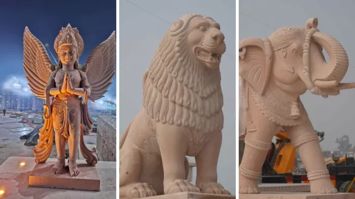 Ram Mandir Ayodhya: राम मंदिर के सिंहद्वार पर लगी हाथी-शेर और वरुण की ...