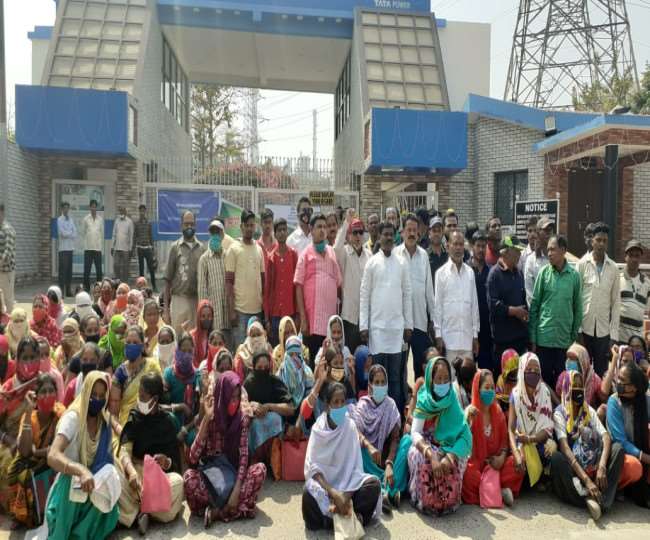 Tata Power Plant Protest for Jobः स्थानीय को रोजगार देने को लेकर टाटा ...