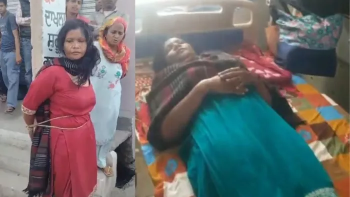 शादीशुदा महिला को भगाने वाले युवक की मां को पोल से बांधा, बीच चौराहे पर ...