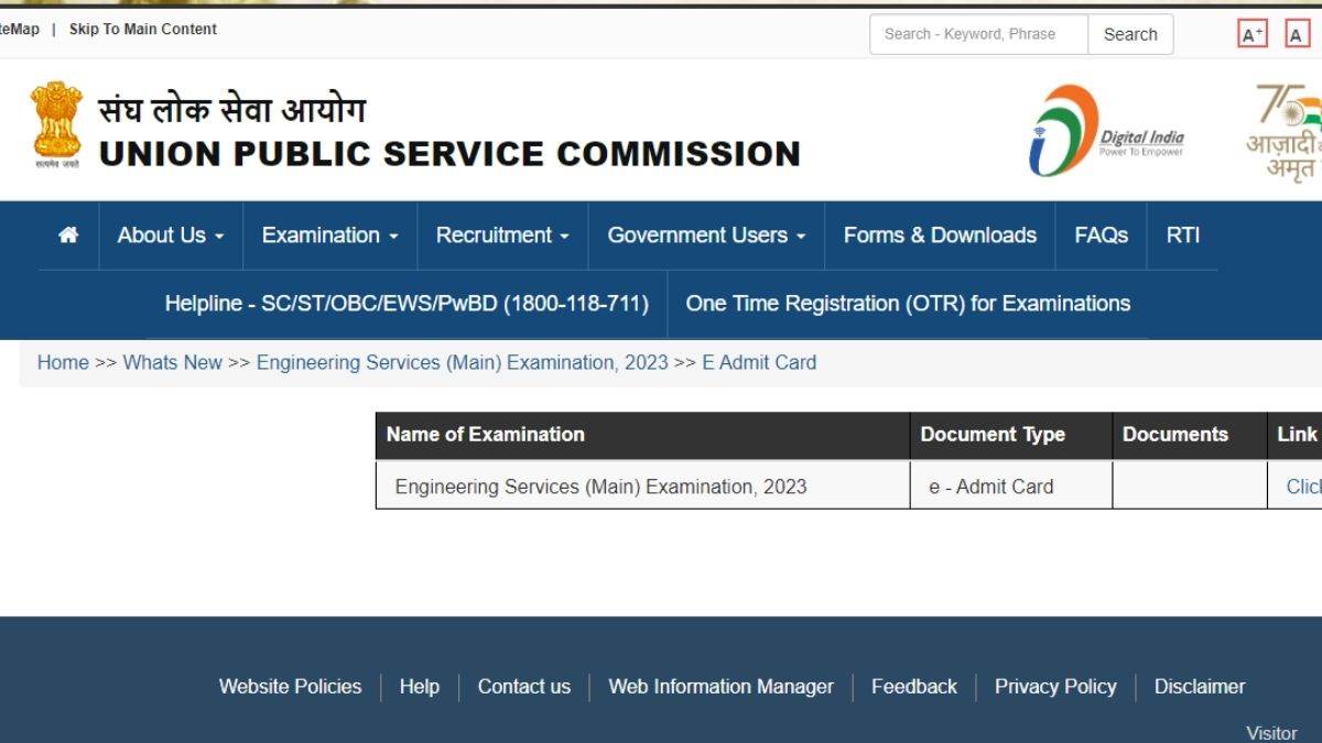 UPSC ESE Mains 2023 Admit card: यूपीएससी इंजीनियरिंग सर्विस मेंस एडमिट ... UPSC ESE Mains 2023 Admit card: यूपीएससी इंजीनियरिंग सर्विस मेंस एडमिट ...
