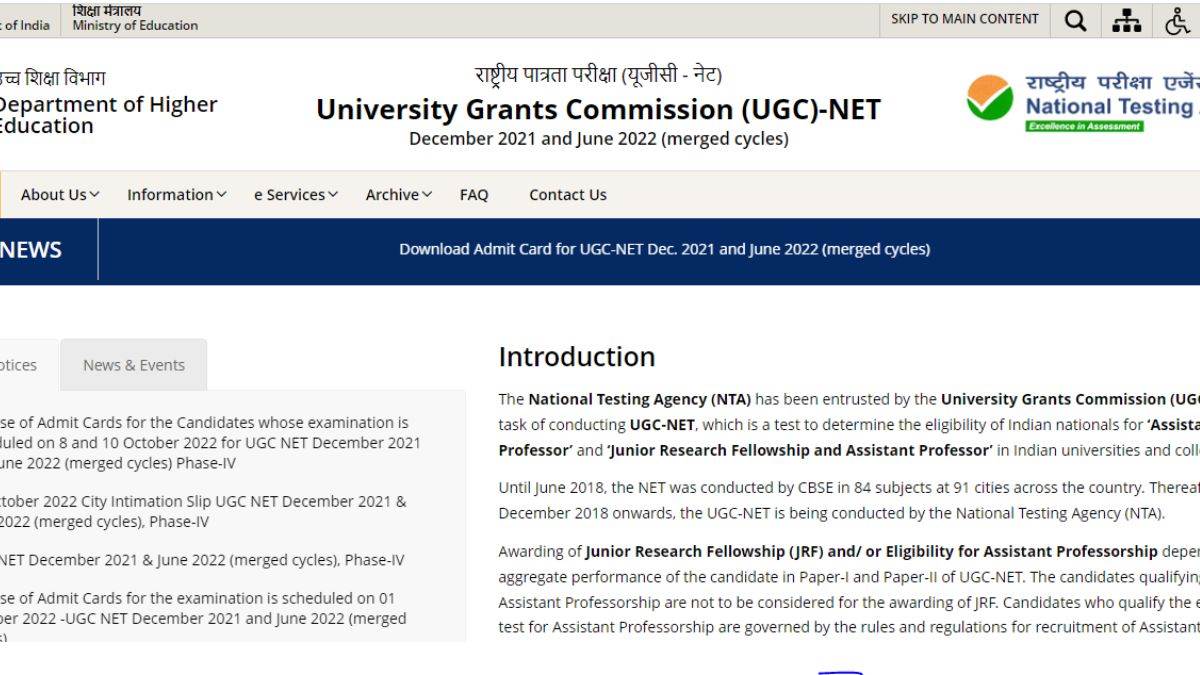 UGC NET admit card 2022: चौथे फेज की यूजीसी नेट परीक्षा के लिए एडमिट ...