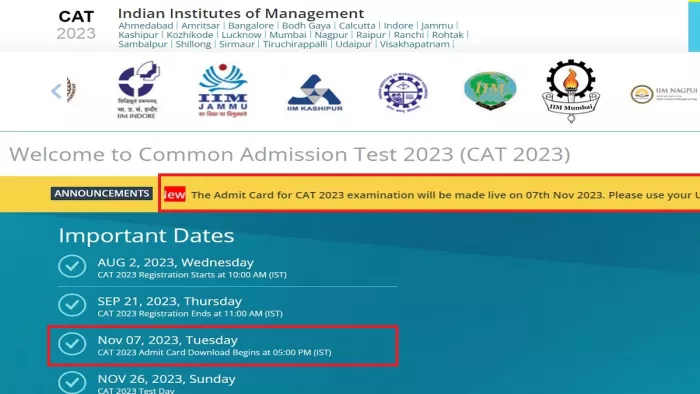 IIM CAT Admit Card 2023: iimcat.ac.in पर जारी हुए कैट परीक्षा के एडमिट ...