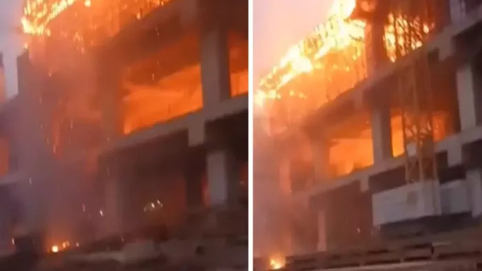 अहमदाबाद में निर्माणाधीन साबरमती बुलेट ट्रेन स्टेशन में लगी भयंकर आग ...