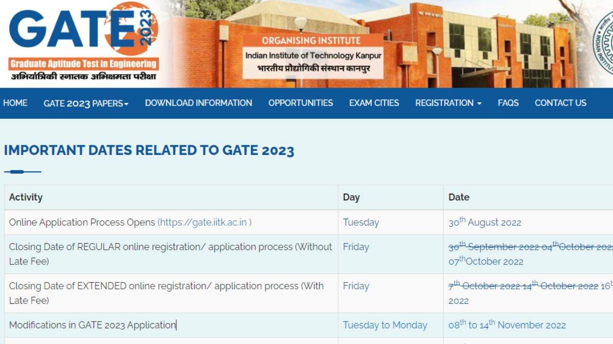 GATE 2023 गेट एप्लीकेशन फॉर्म में करना है सुधार तो इस डेट तक कर लें ...