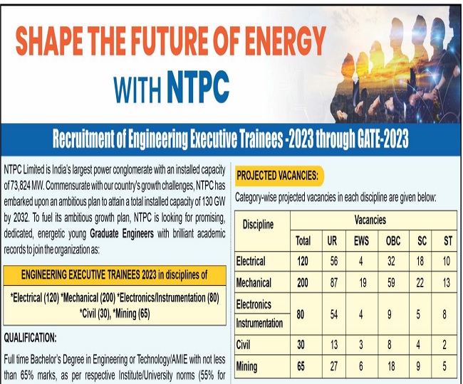 NTPC EET Recruitment 2023: एनटीपीसी में एग्जीक्यूटिव इंजीनियर ट्रेनी के ...