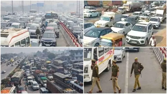 MP UP Border Jam: बॉर्डर पर गाड़ियों की लंबी कतार, कमिश्नर से लेकर ...