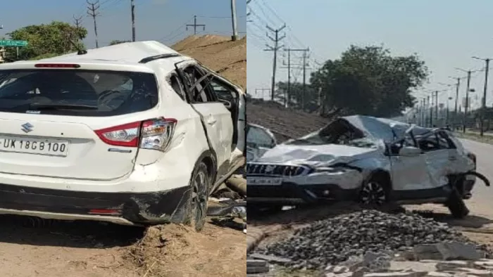 गोरखपुर में फोरलेन पर बड़ा हादसा, सड़क पर रखी ईंट-गिट्टी से टकराकर पलटी ...