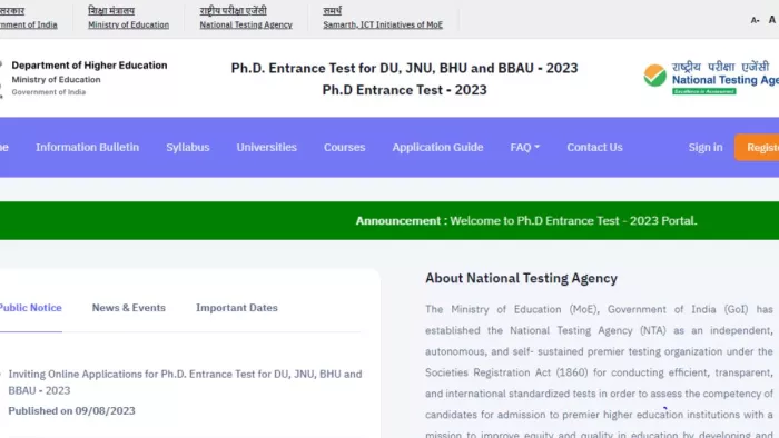 NTA PhD Entrance Test 2023: एनटीए पीएचडी एंट्रेंस टेस्ट के लिए ... NTA PhD Entrance Test 2023: एनटीए पीएचडी एंट्रेंस टेस्ट के लिए ...