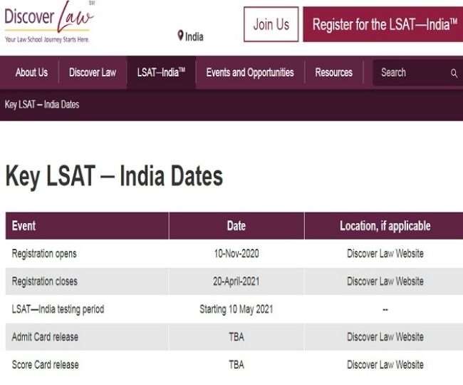LSAT India 2021: लॉ स्कूल एडमिशन टेस्ट के लिए discoverlaw.in पर ...