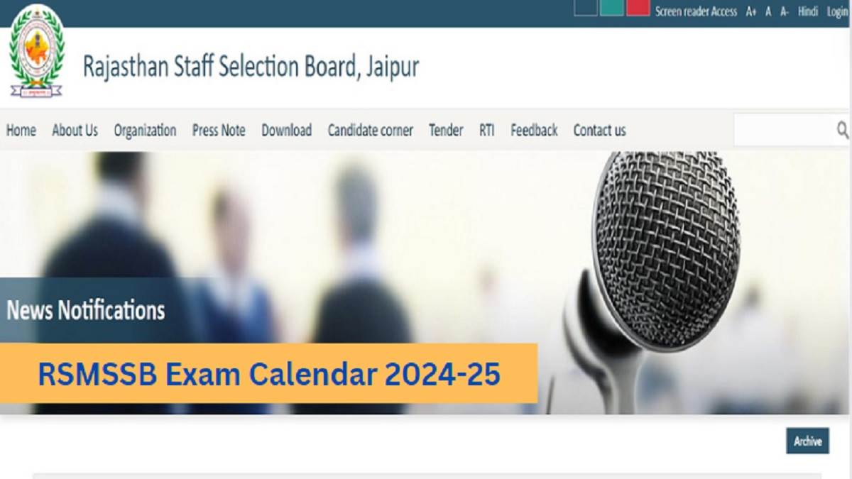 RSMSSB Exam Calendar 2024 25 