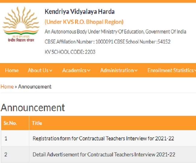 KV Harda Teacher Vacancy 2021: केंद्रीय विद्यालय हरदा में वॉक-इन ...