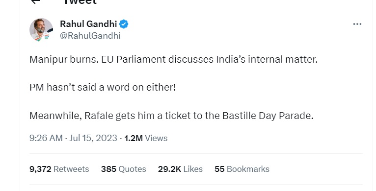 Pm मोदी के फ्रांस दौरे पर कांग्रेस और Bjp के बीच तेज हुई जुबानी जंग स्मृति ईरानी ने राहुल गांधी 