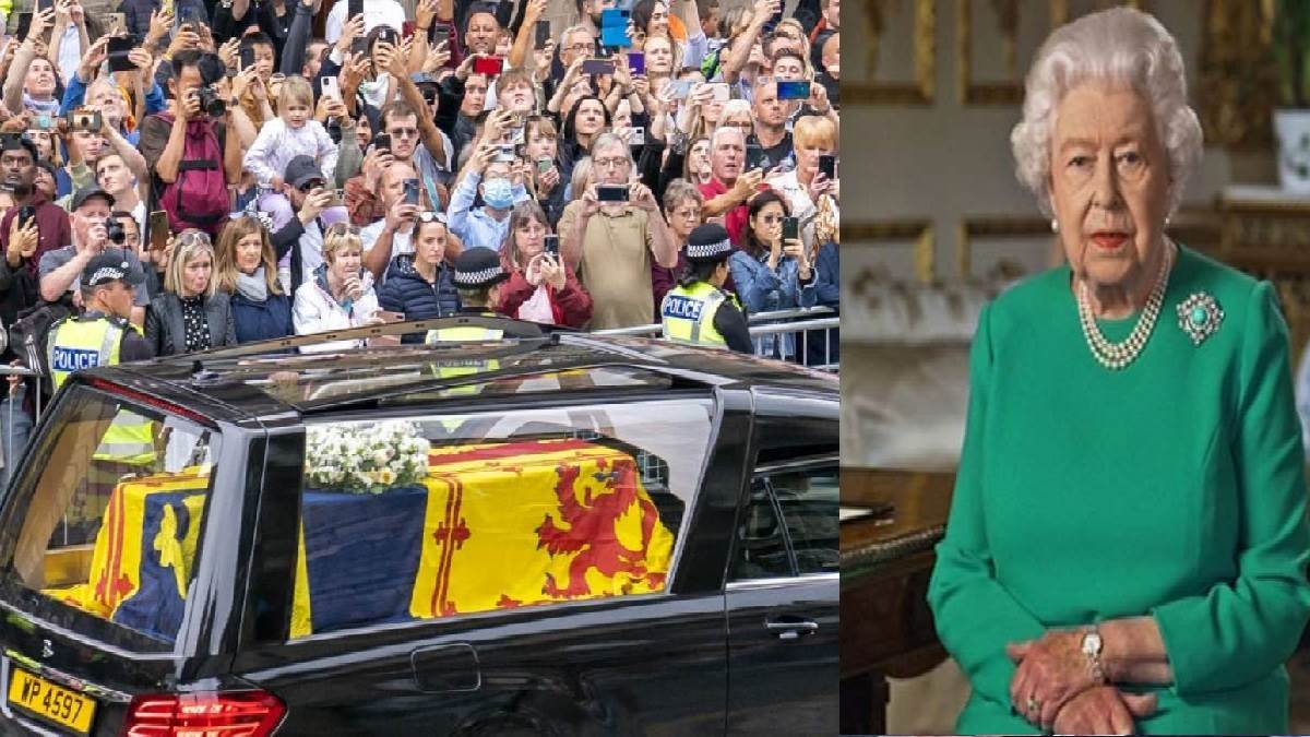 Queen Elizabeth II महारानी एलिजाबेथ के ताबूत को ले जाने वाले विमान को ...