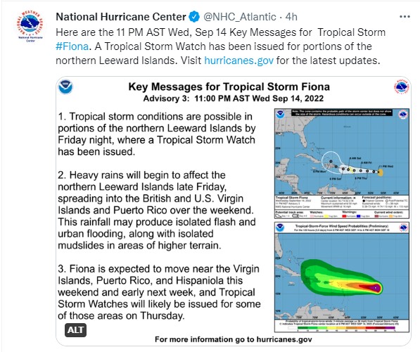 Tropical Storm Fiona: अटलांटिक में फियोना तूफान का बना केंद्र, वैज्ञानिकों ने जारी की चेतावनी ...