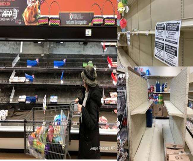 सुपरमार्केट खाली, ट्रंप का आश्‍वासन- घबराएं नहीं, अमेरिका में नहीं है ...