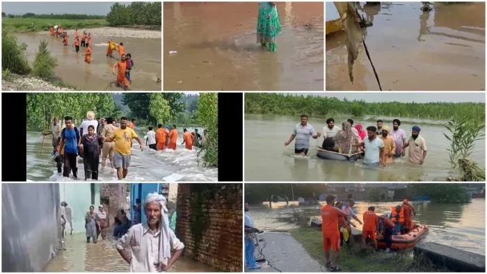 बाढ़ की मार झेल रहे श्री आनंदपुर साहिब और नगंल के 18 गांव, चारों ओर भरा ...