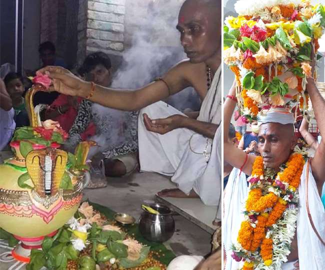 Bihula Wishhari worship in Bhagalpur : बारी कलश स्थापना के साथ मनसा ...