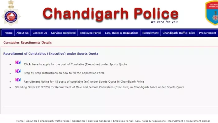 Chandigarh Police Recruitment: आज तक करें चंडीगढ़ कॉन्स्टेबल भर्ती के लिए आवेदन, 45 पदों पर होनी ...