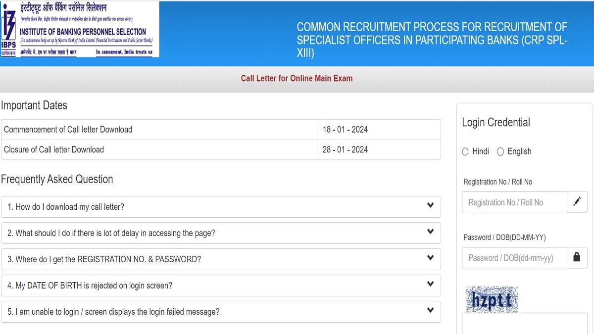 IBPS SO Mains Admit Card 2024: आईबीपीएस एसओ मुख्य परीक्षा के लिए एडमिट ... IBPS SO Mains Admit Card 2024: आईबीपीएस एसओ मुख्य परीक्षा के लिए एडमिट ...