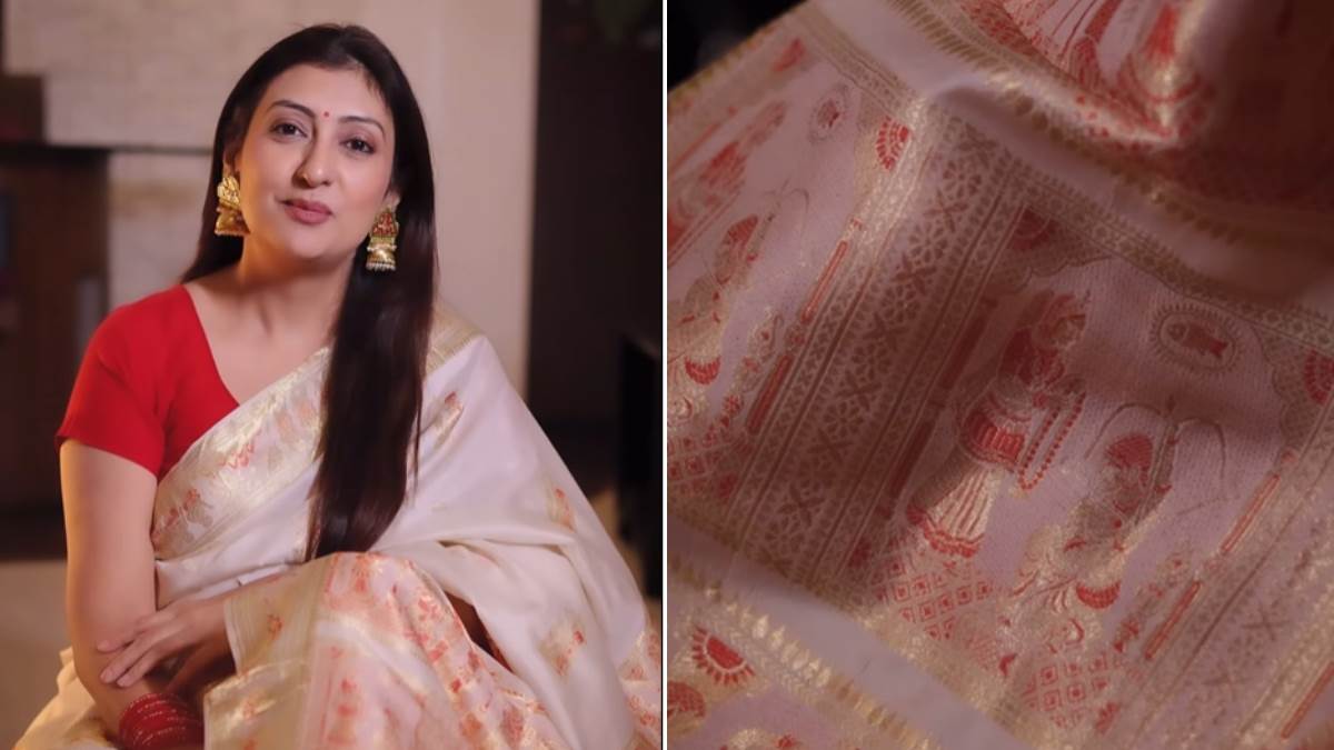 राम की भक्ति में लीन हुईं Juhi Parmar, मां की सालों पुरानी साड़ी पहन ...