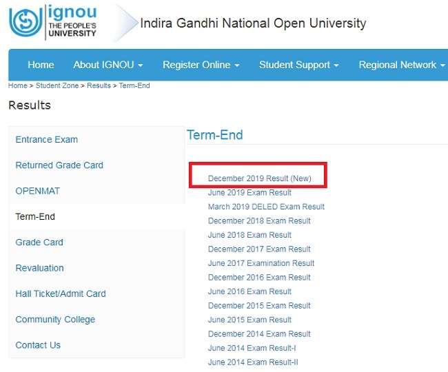 IGNOU Result 2019: दिसंबर टर्म-ईंड के नतीजे घोषित, इस डायरेक्ट लिंक से ...