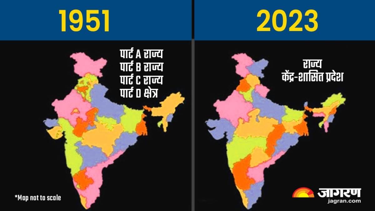 Indian States in 1950: कुल चार भागों में बंटे 27 राज्य और 1 टेरिटरी, अब ...
