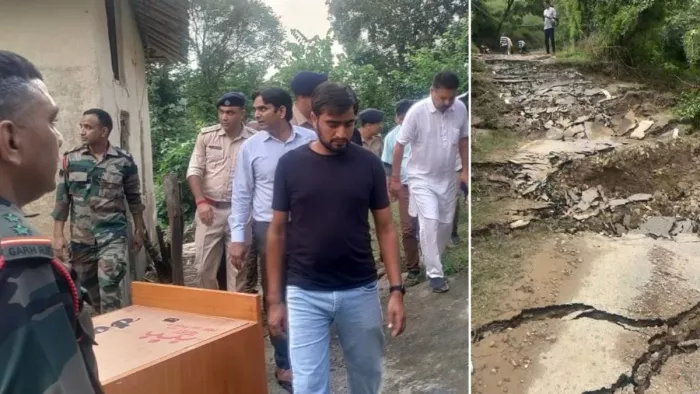 कांगड़ा के थुरल में जमीन धंसने से पूरे गांव पर मंडराया खतरा, 14 परिवार ...