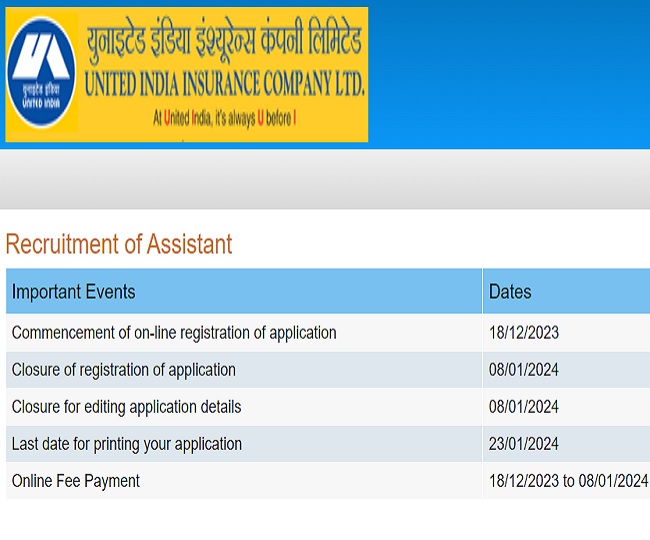 UIIC Assistant Recruitment 2024: यूनाइटेड इंडिया असिस्टेंट भर्ती की ...