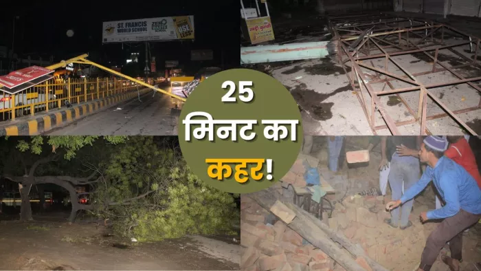 Meerut Weather: 25 मिनट की आंधी में गिरे 50 पोल व पेड़, IMD ने जारी ...