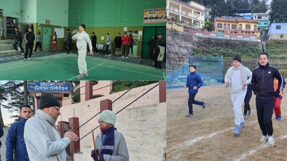 अल्मोड़ा में मार्निंग वाक पर निकले सीएम धामी, युवाओं के साथ लगाई दौड़ ...