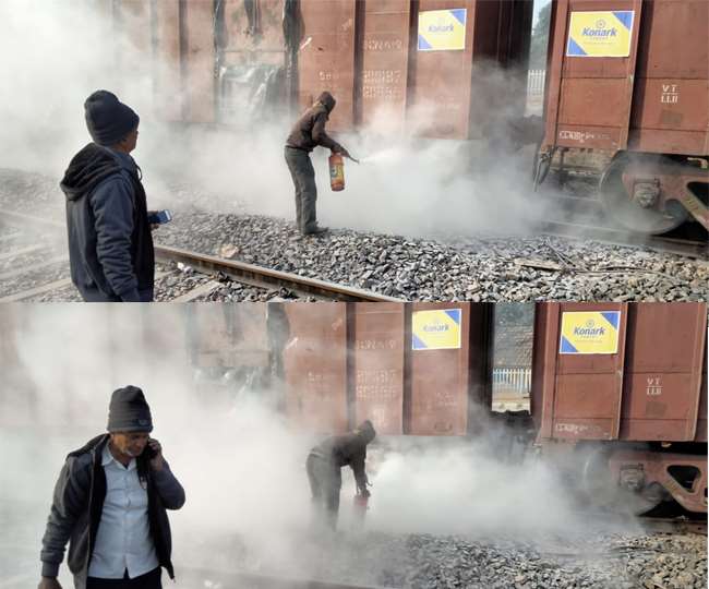 आसनसोल रेल मंडल : सिमुलतला रेलवे स्टेशन पर मालगाड़ी के पहिया में लगी आग ...