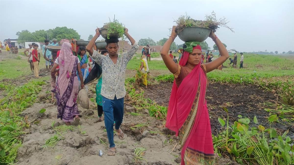 भगहर झील पर ग्रामीणों ने शुरू किया अस्थाई पुल का निर्माण - Villagers ...