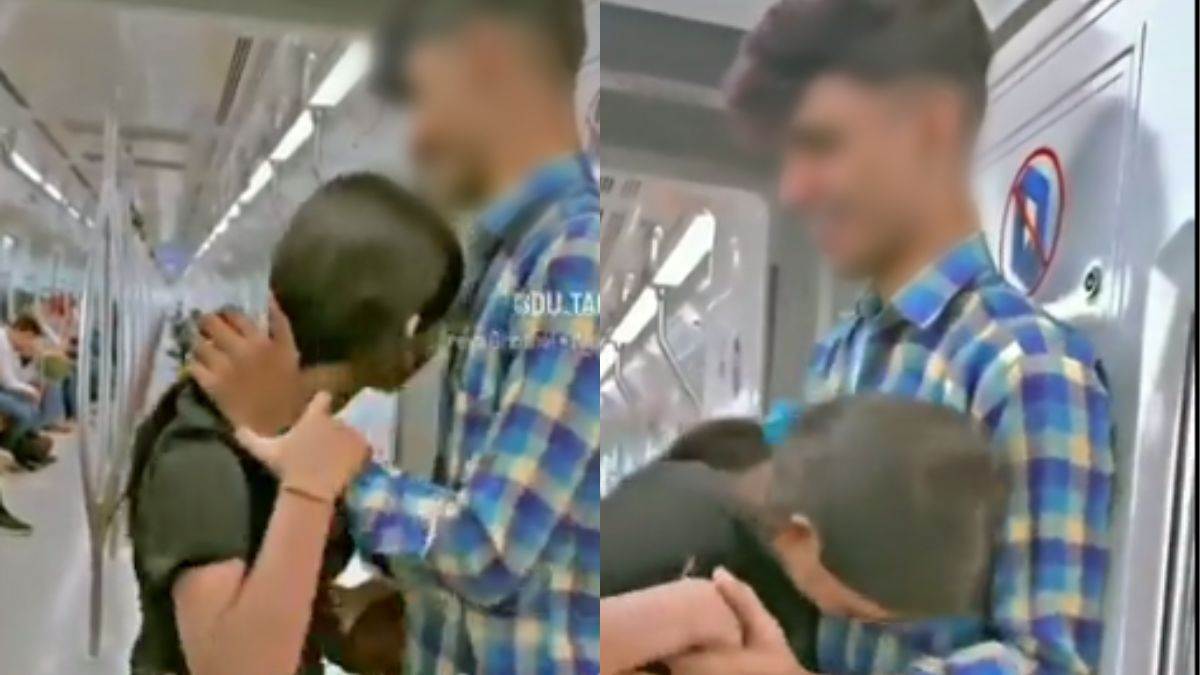 दिल्ली मेट्रो में फिर रोमांस : खुल्लम-खुल्ला किसिंग के बाद कपल ने किया ये गंदा काम, वीडियो हो ...