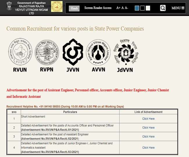 RRVPN Recruitment 2021: 1075 पदों के लिए ऑनलाइन आवेदन आज से, राजस्थान ...