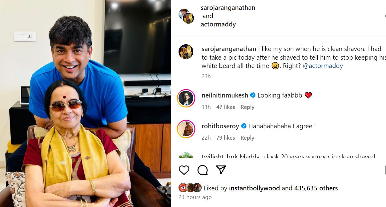 Instagram पर R Madhavan की मां का डेब्यू, आते ही बेटे को लगा दी डांट ...