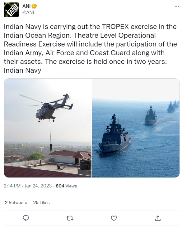 TROPEX: भारतीय नौसेना ने हिंद महासागर क्षेत्र में किया सैन्य अभ्यास ...