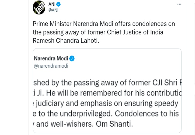सुप्रीम कोर्ट के पूर्व मुख्य न्यायाधीश रमेशचंद्र लाहोटी का निधन, पीएम ...