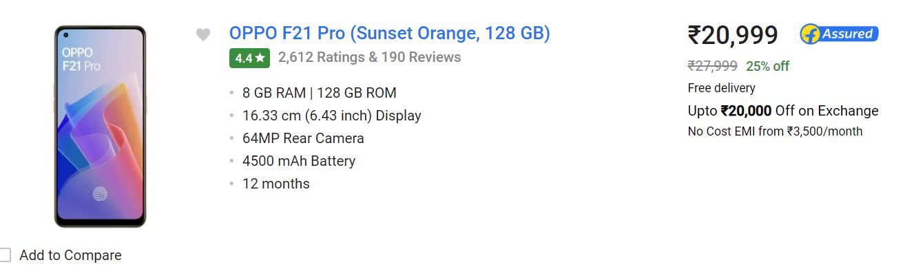 OPPO F21 Pro पर धमाकेदार डील, 999 रुपये में घर लाएं शानदार लुक वाला स्मार्टफोन - OPPO F21 Pro ...