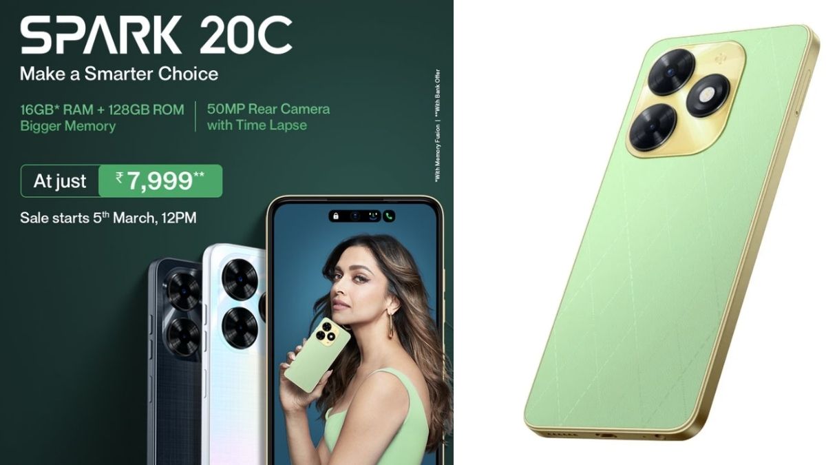 Tecno Spark 20C: 50MP कैमरा, 128GB स्टोरेज और iPhone जैसे डिजाइन के साथ ...